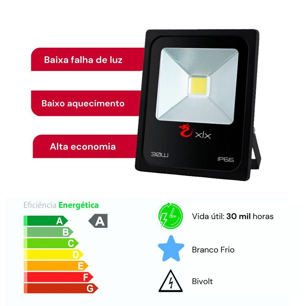 Refletor Led 30w Slim área Externa Jardim Quadra Fachada - Le biscuit