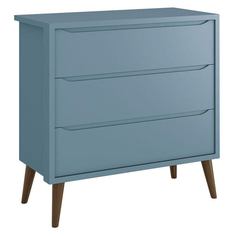 Cômoda Gaveteiro Infantil Theo Azul Com Pés Amadeirados - Reller - Le ...