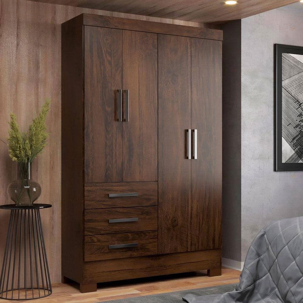 Guarda-Roupa Solteiro Rodial Itapema com 4 Portas, 4 Prateleiras, 3 ...