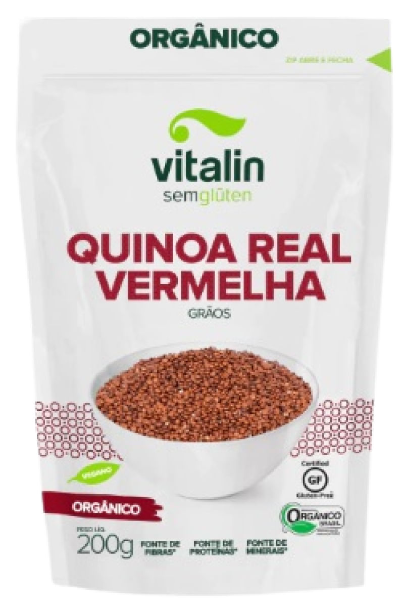 Quinoa Real Vermelha em Grãos Orgânica Sem Glúten Vitalin 200g