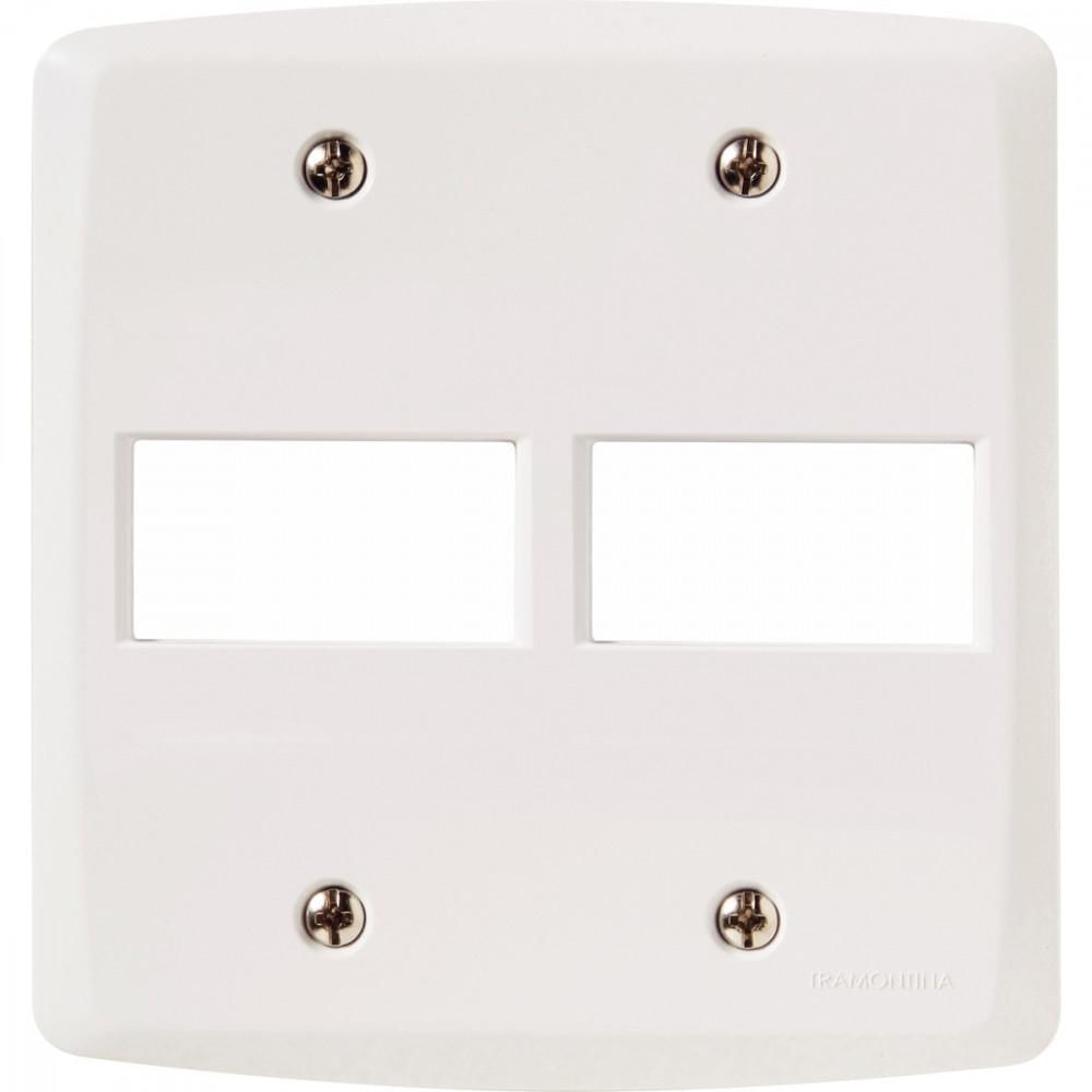 Placa 2 Postos Horizontal 4x4 Tramontina Lux Branca