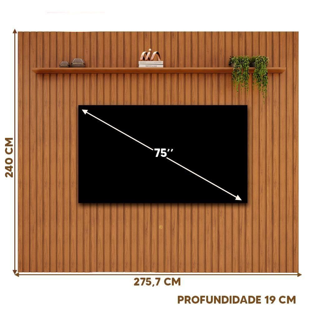 Painel De Tv Para Sala Até 75 Polegadas 275,7cm X 240cm Freijó Mirage ...