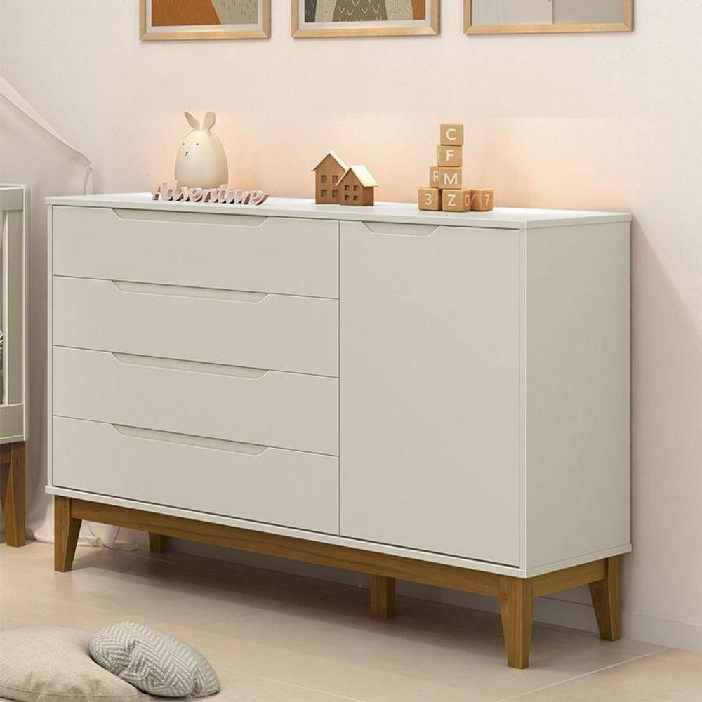 Cômoda Com Porta Classic Elfe Areia Acetinado Amadeirado - Reller