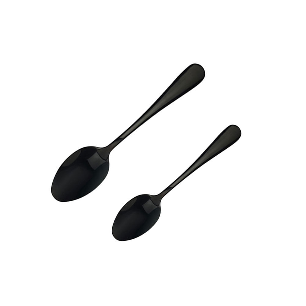 Colher de Cha e Cafe Inox Preto Colheres Titanium 8un