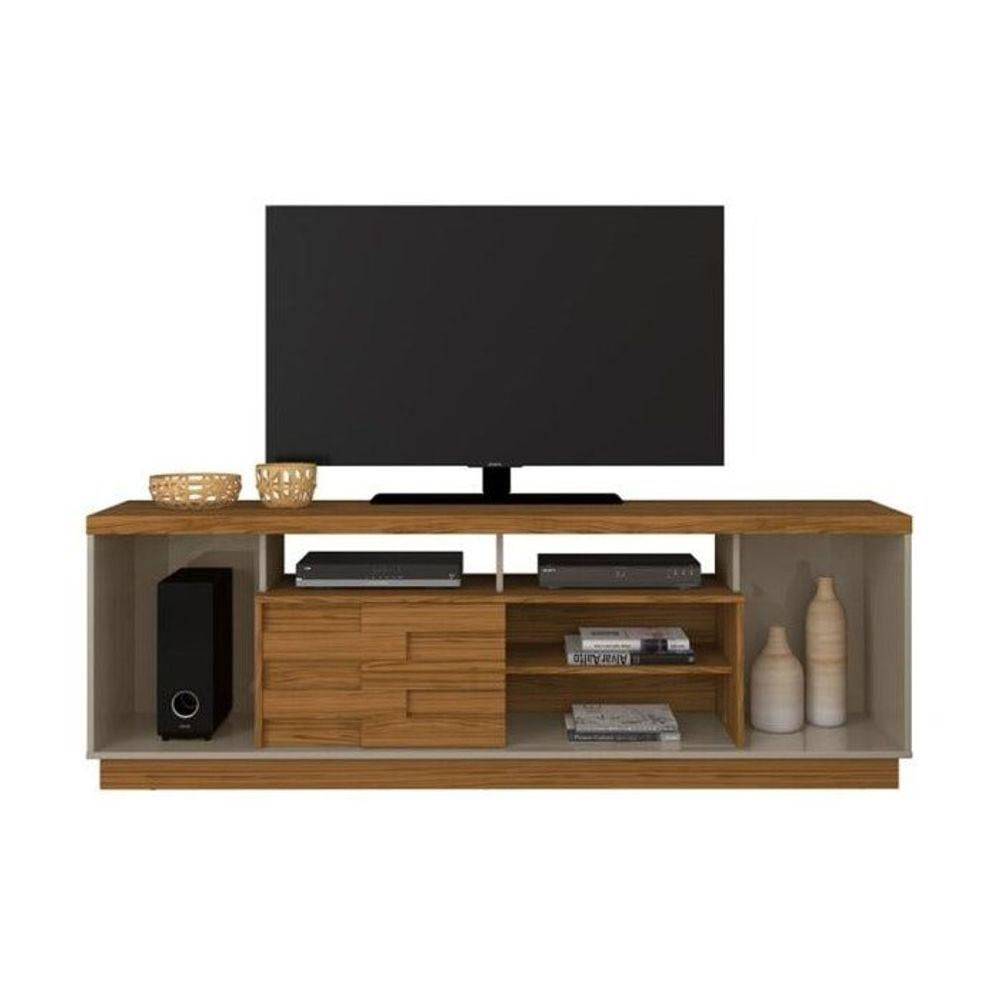 Rack Para Sala Bancada Para Tv Até 60 Polegadas Adria Com Rodìzios 1 Porta Cor Fendi Naturale