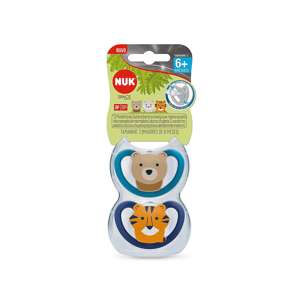 Kit com 2 Chupetas Nuk Space Sil Boy S2 - Le biscuit