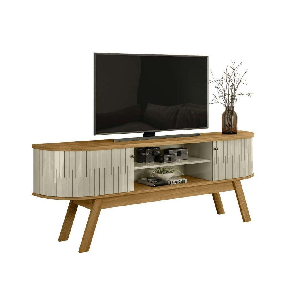 Rack Bancada Valencia Para Tv 75 Polegadas Cor Cumaru E Opala - Madetec