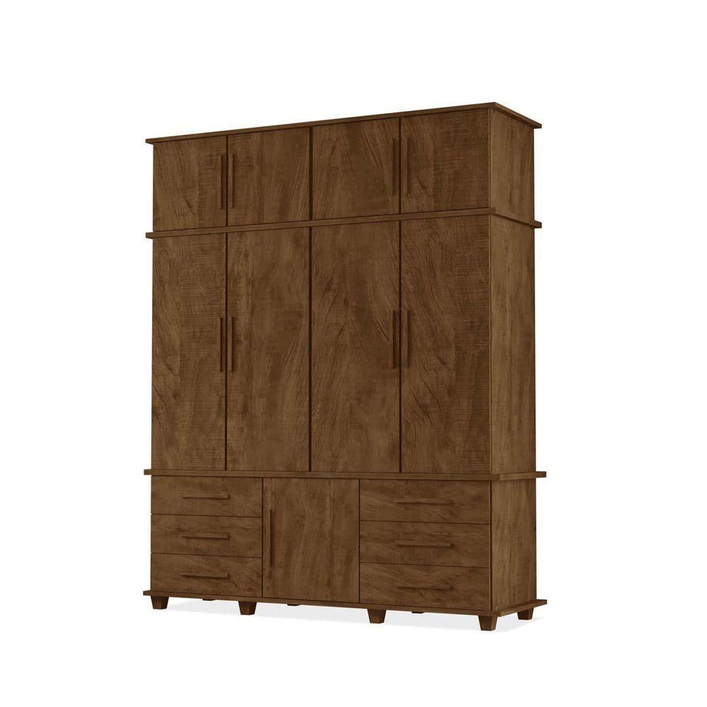 Guarda Roupa Londres 4 Portas 6 Gavetas Com Maleiro Espaçoso malbec