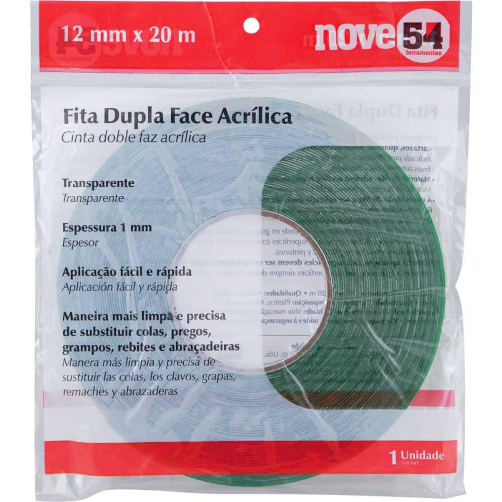 Fita Dupla Face 12mm 20 Metros Acrílica Nove54