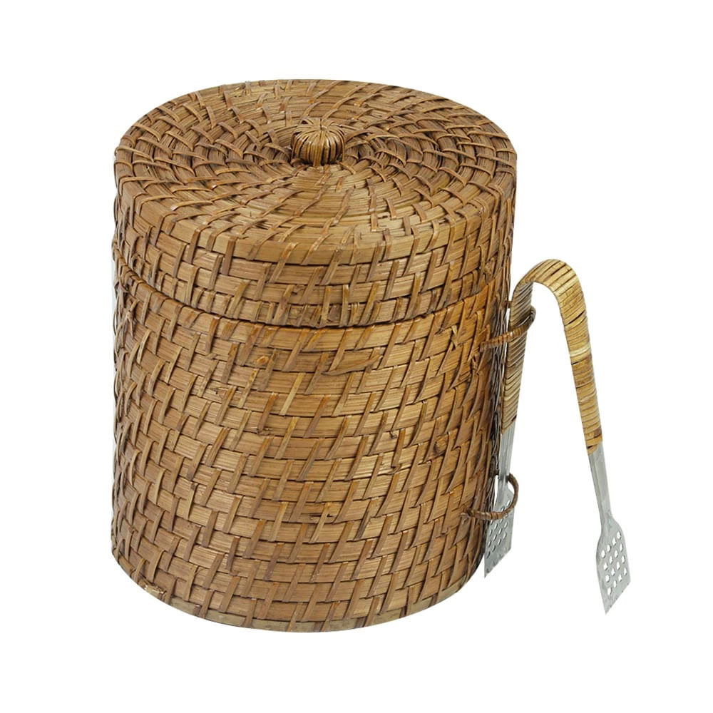Balde de Gelo L Hermitage em Bambu e Rattan com Pegador