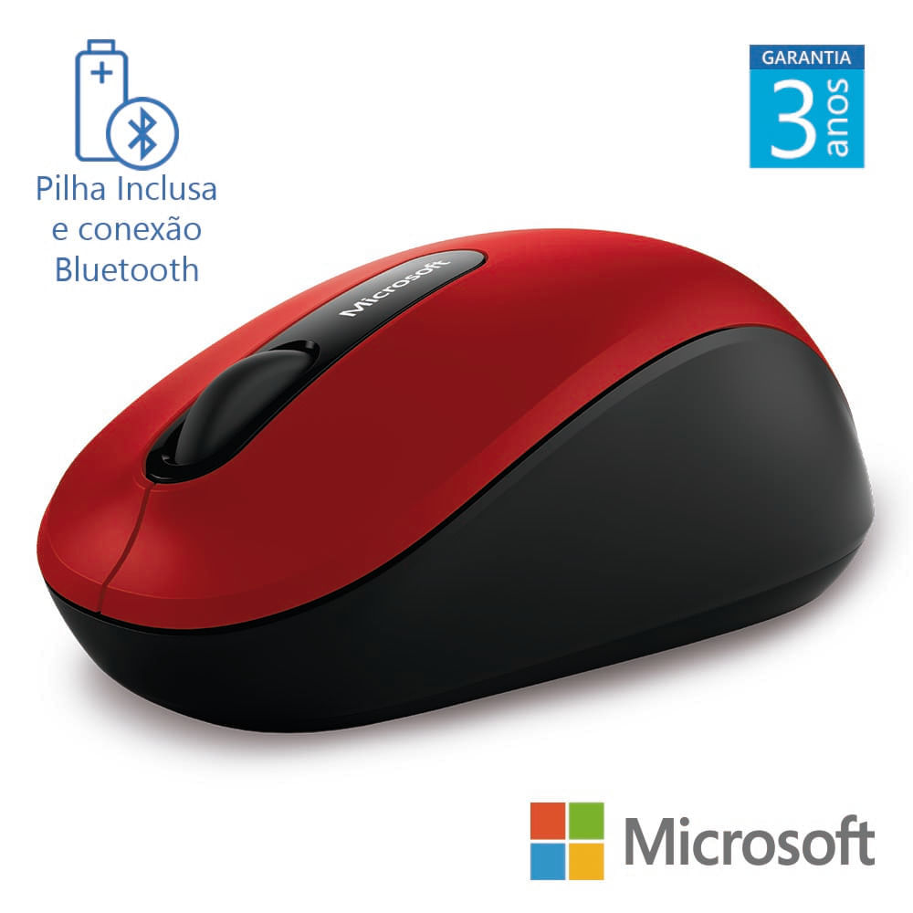 Mouse Sem Fio Mobile Bluetooth Vermelho Microsoft - PN700018 - Le biscuit