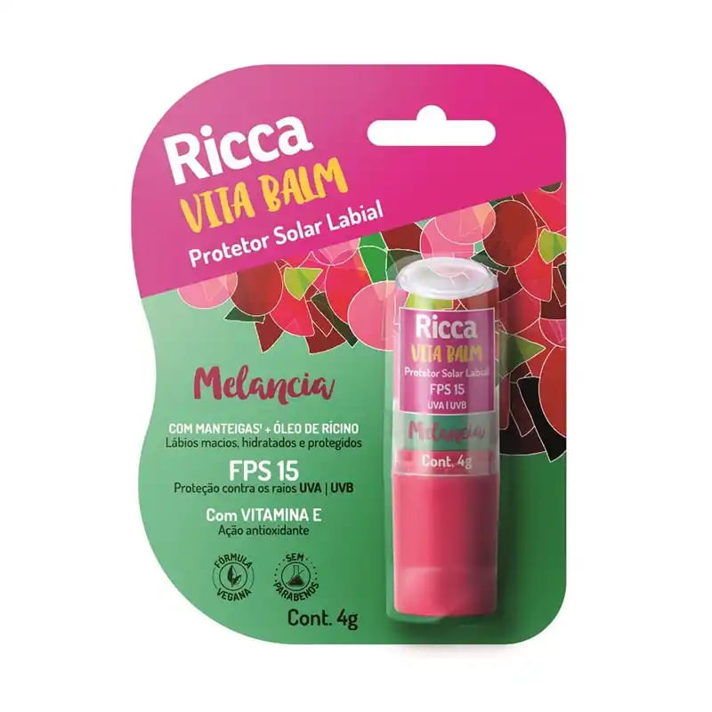 Protetor Solar Labial Ricca Fps15 Melancia 4G