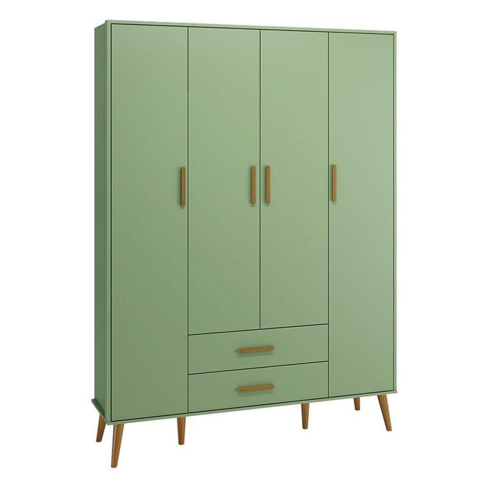 Guarda Roupa Infantil 4 Portas Isis Botânico Acetinado - Reller