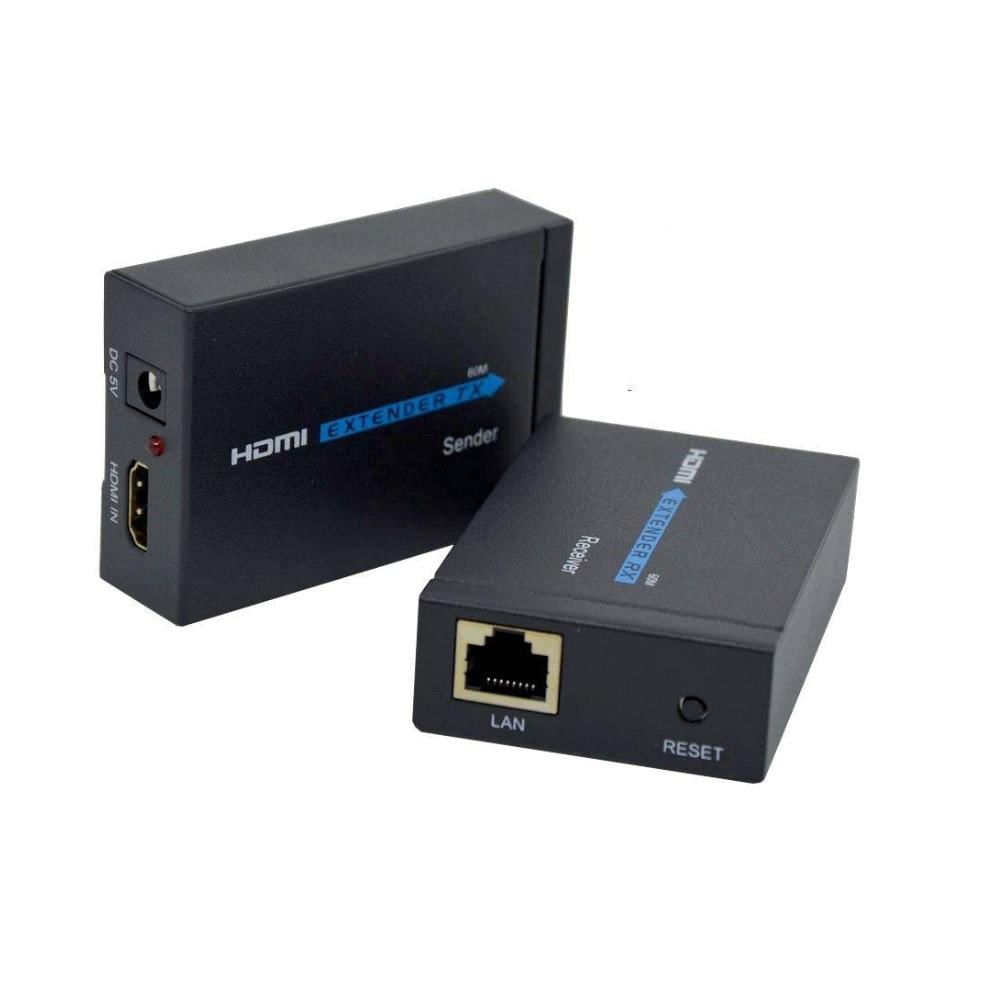 Extensor Hdmi x Rj45 Rede Cat5 Cat6 3d 1080p Bivolt 60 Metros
