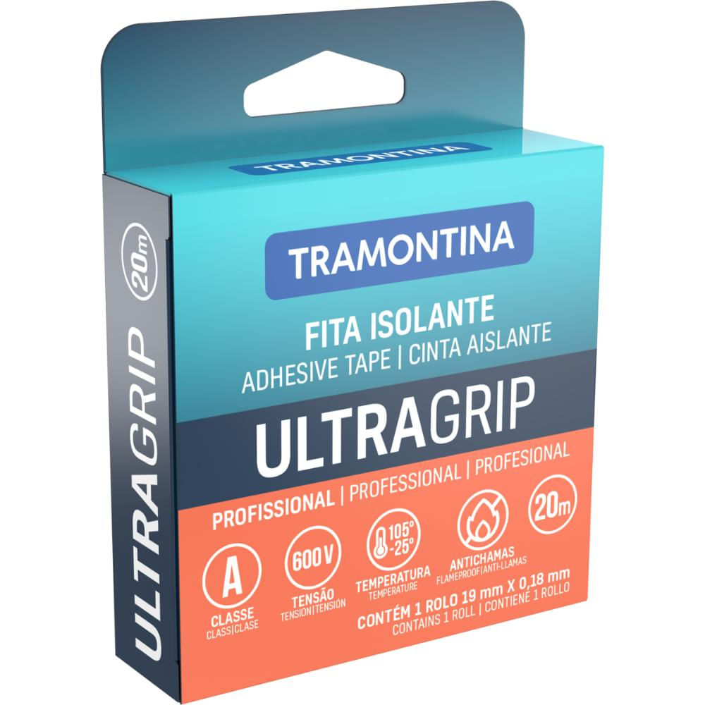 Fita Isolante Classe A 0,18x19 mm Tramontina Preta 20 m