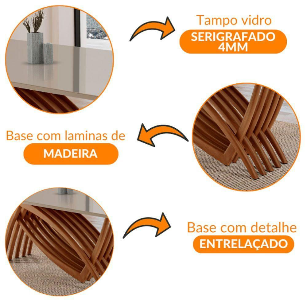 Mesa Para Sala De Jantar Vênus Moderna Mobília Cinamomo Imbuia-champanhe
