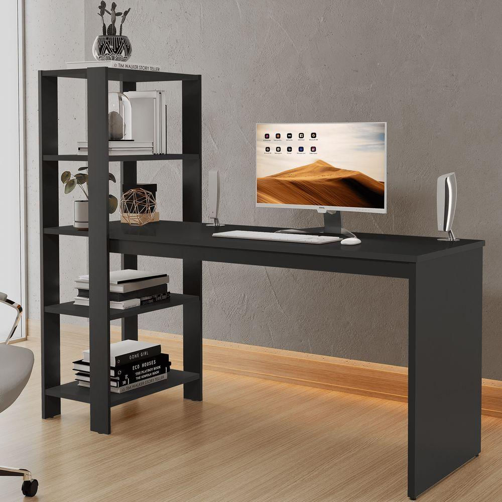 Mesa Escrivaninha Milão Com Prateleiras Para Escritório E Quarto ...