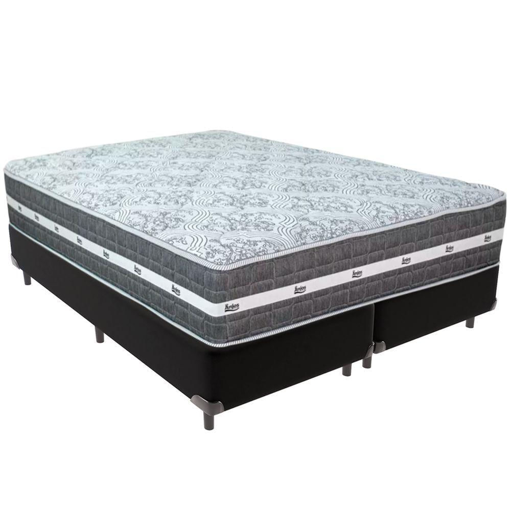Cama Box Preto E Colchão Black Graphite Molas Ensacadas Queen ...
