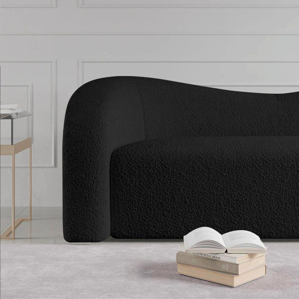 Sofá Curvo 3 Lugares Orgânico Sala Recepção Escritório Coréia 180cm ...