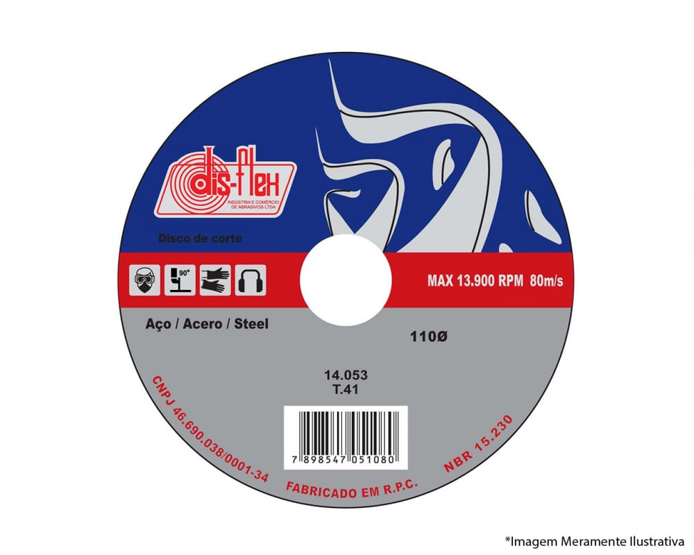 Disco Corte Ferro Disflex 43/8X1/16X3/4 110Mm c/10pçs