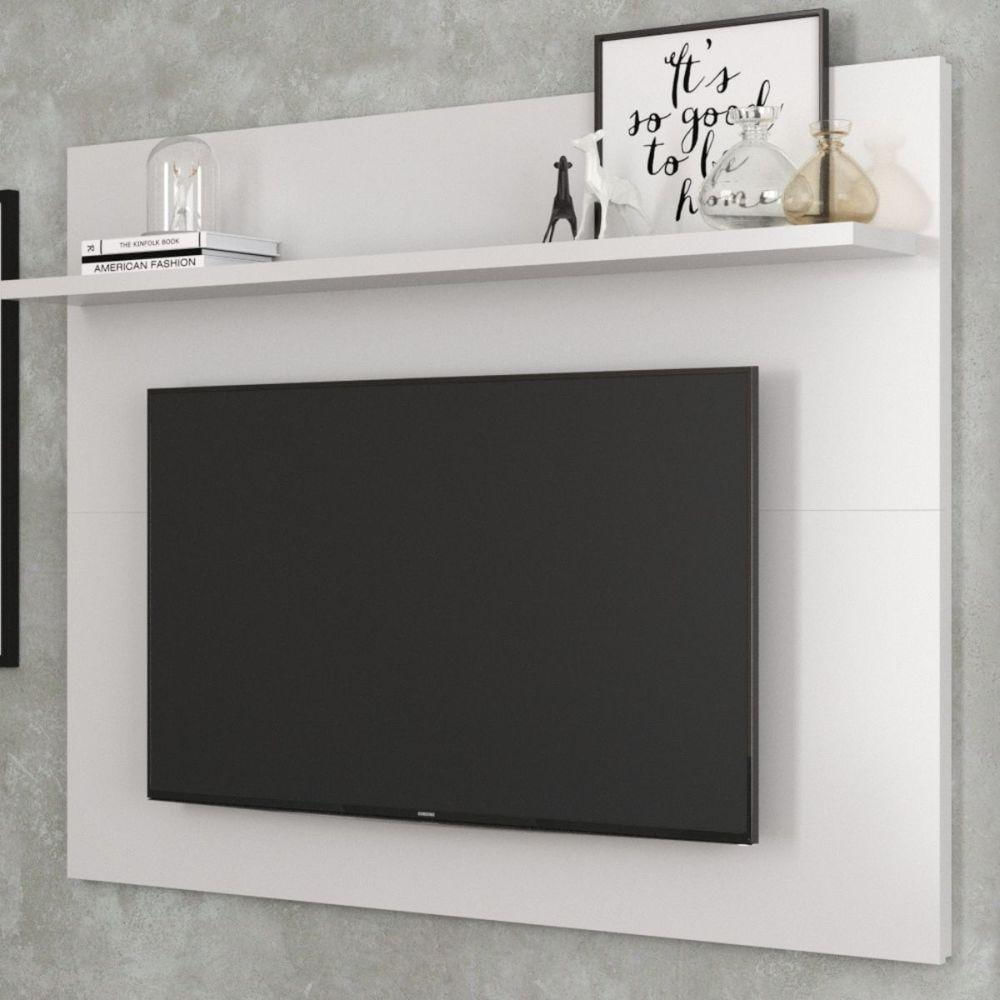 Painel Para Tv 55 Polegadas 1 Prateleira Brotas Branco Acetinado