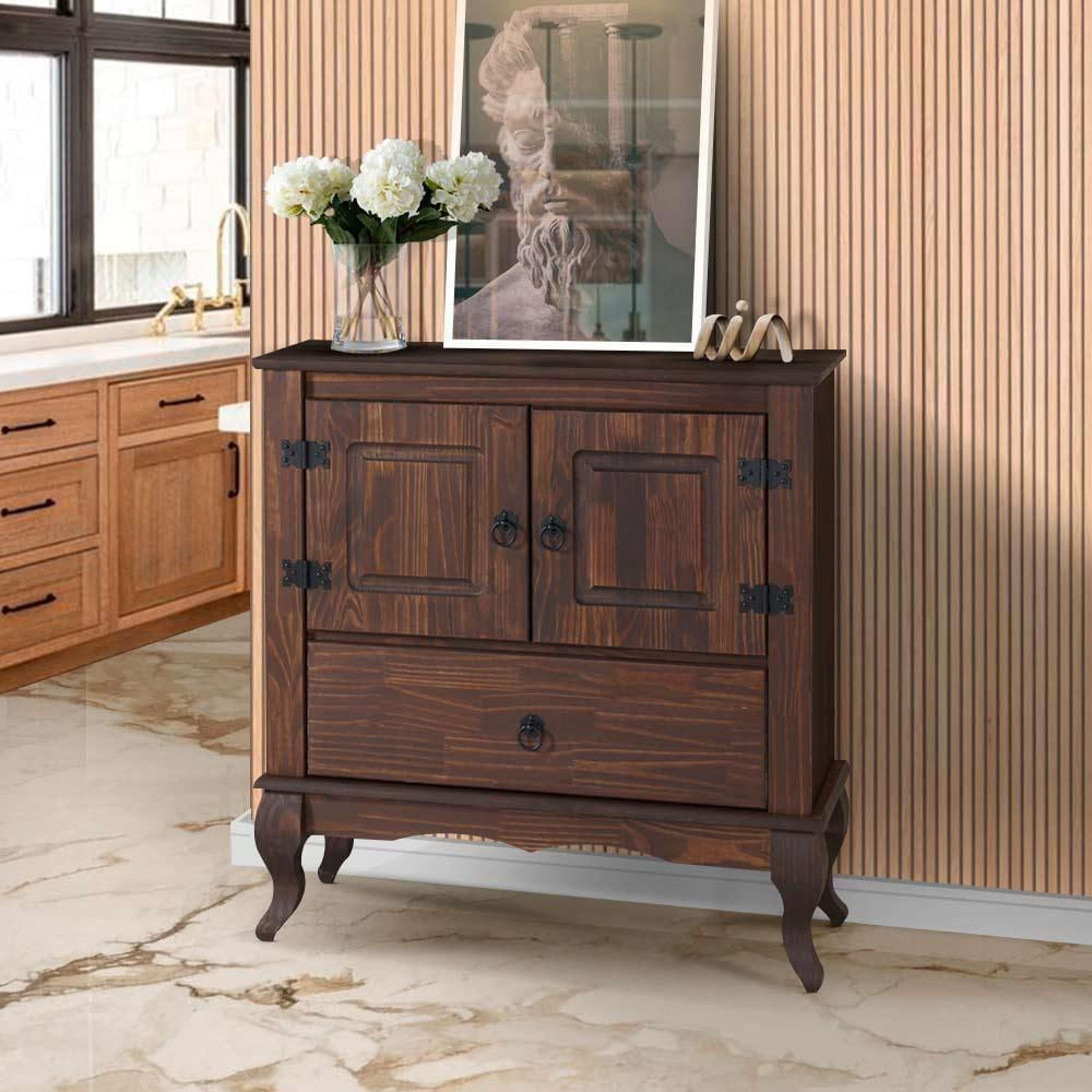 Balcão 02 Portas Madeira Maciça Rústico Marrom Jm Móveis