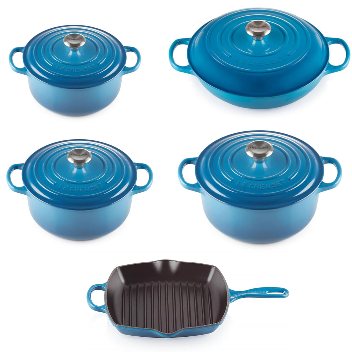 KIT DE PANELAS LE CREUSET REDONDA BUFFET GRELHA
