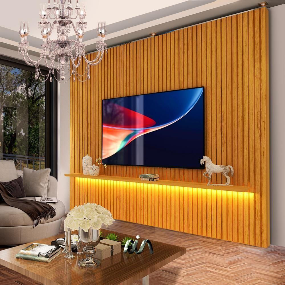 Painel Home Ripado Tv Até 85 Polegadas Com Led Naturale Notório Shop Jm