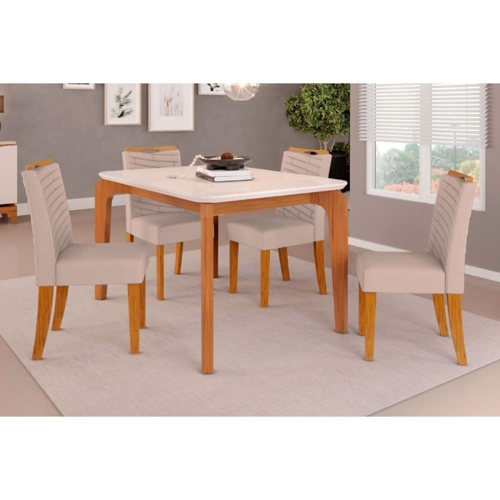 Sala De Jantar Completa Rouge Tampo Madeirado C- Vidro Curvo 136x90cm E ...