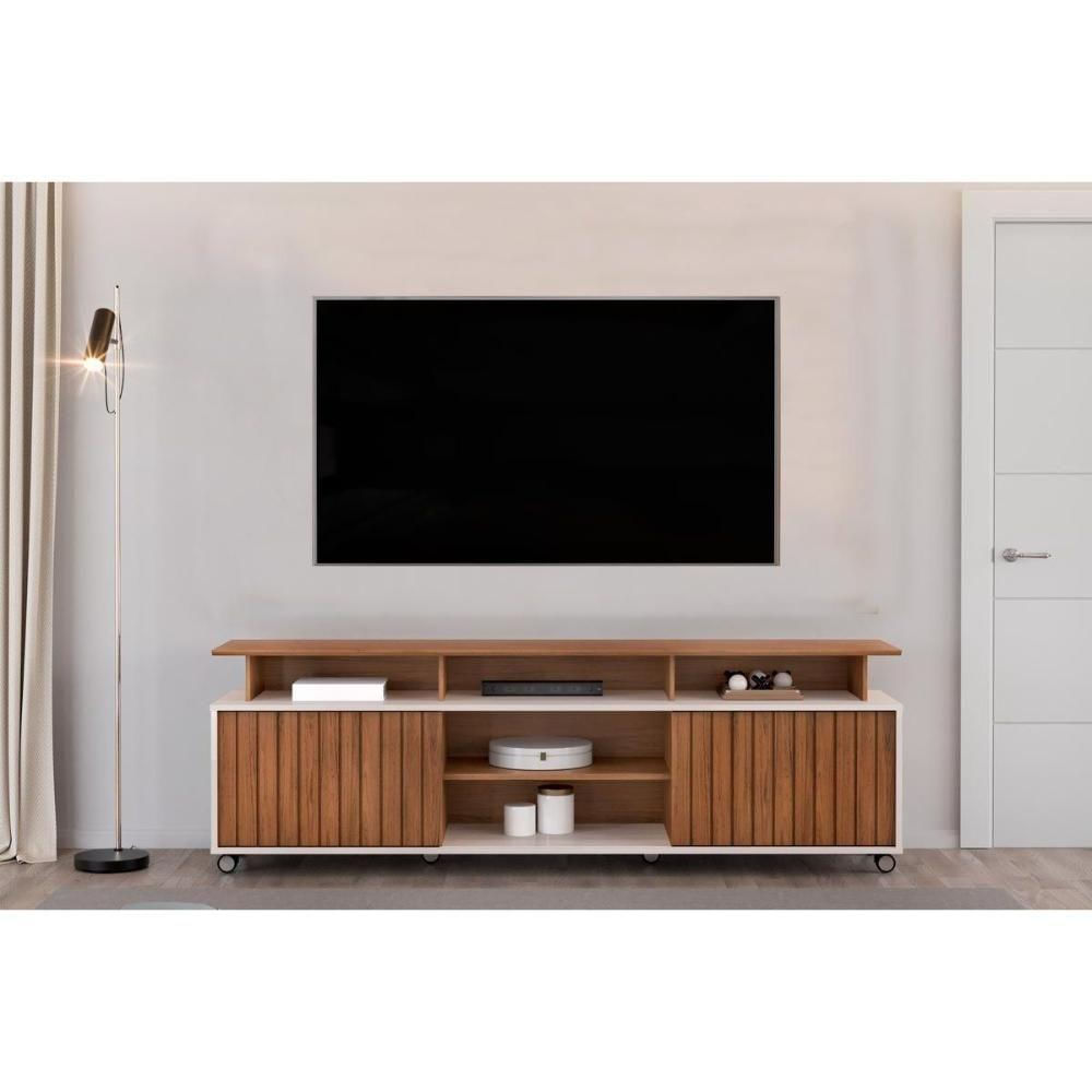 Rack Bancada Para Tv Até 70 Polegadas Olimpic Ripado Com Nichos E ...