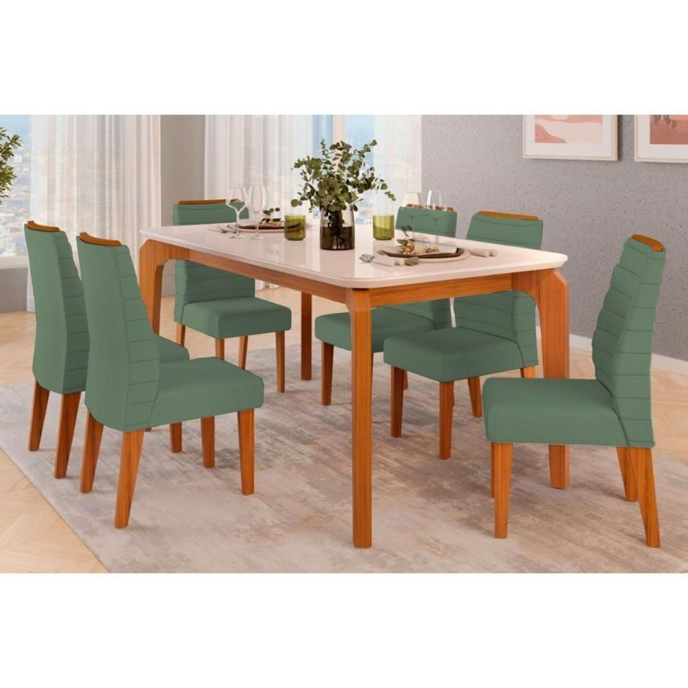 Sala De Jantar Completa Rouge Tampo Madeirado C- Vidro Curvo 180x90cm E ...