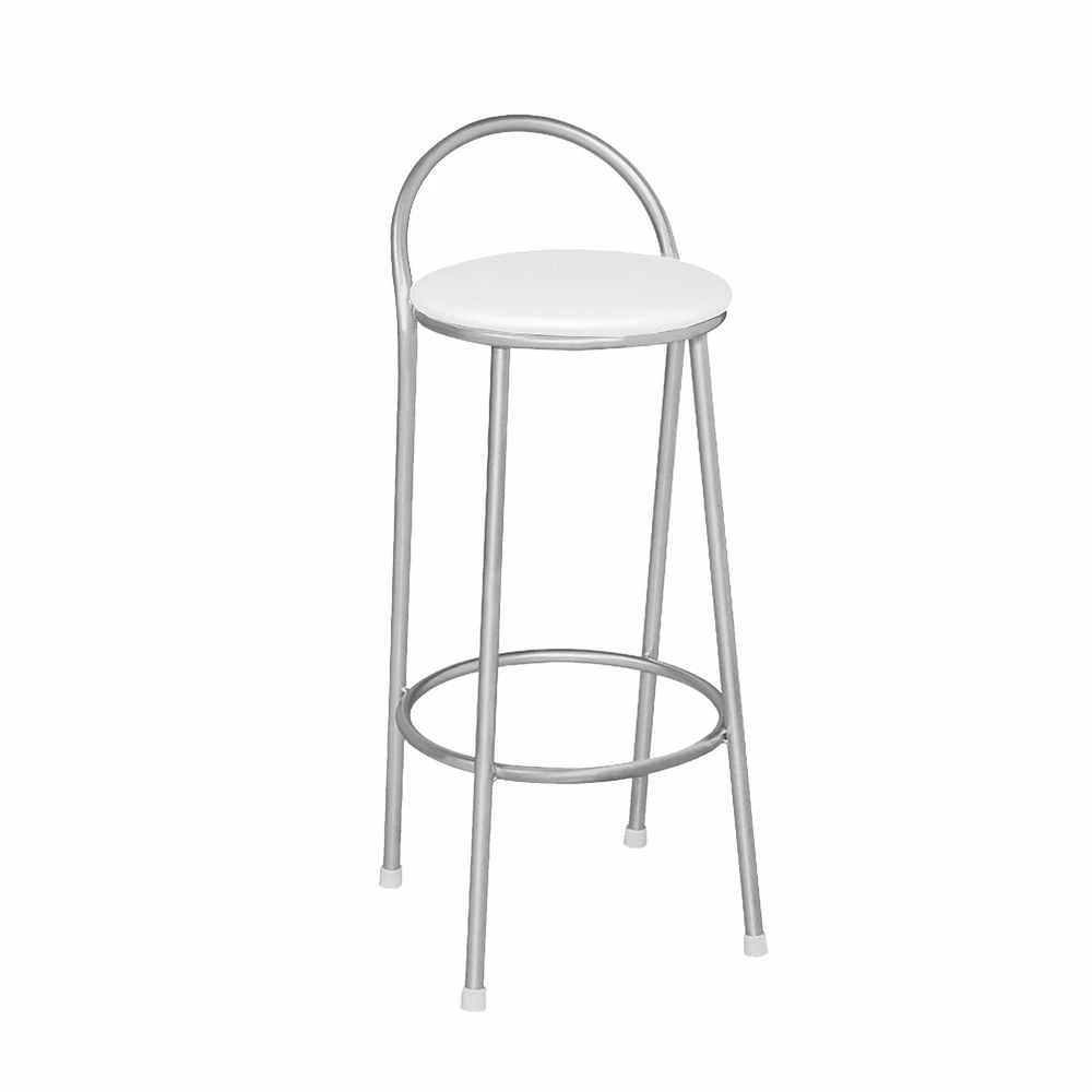 Banco com Encosto Metalnew Aço com Assento Branco 67cm - Le biscuit Banco com Encosto Metalnew Aço com Assento Branco 67cm - Le biscuit