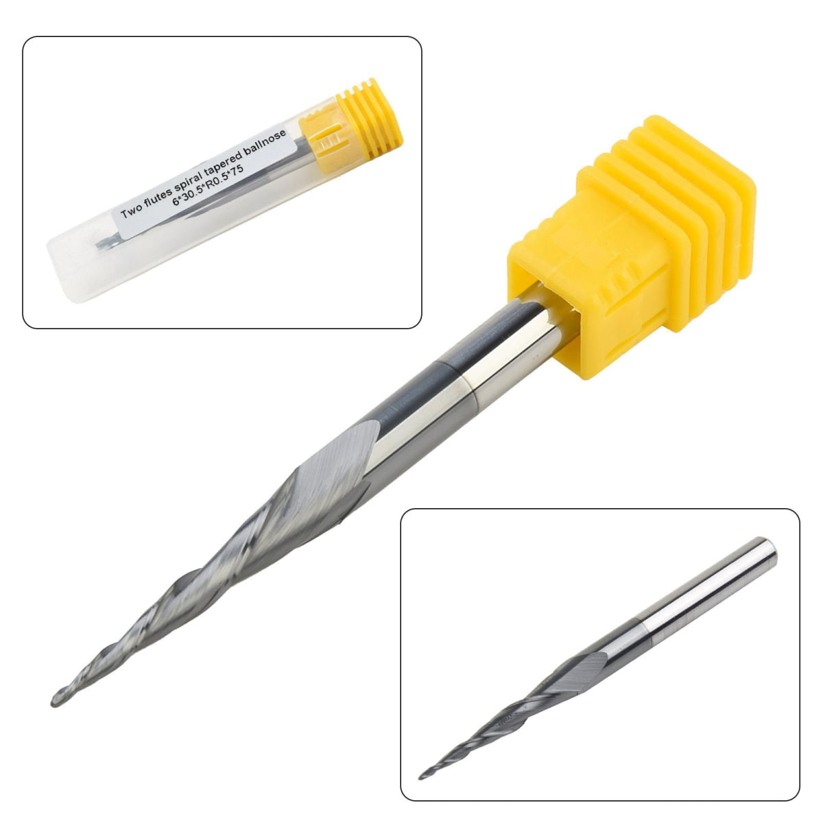 Fresas de Tungstênio para Corte Cônico R0.5*D6*30.5*75L