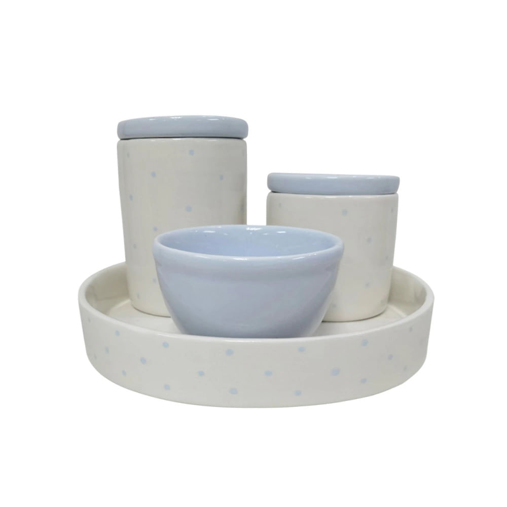 Kit Higiene Pbb Cerâmica Baby Azul com 4 Peças