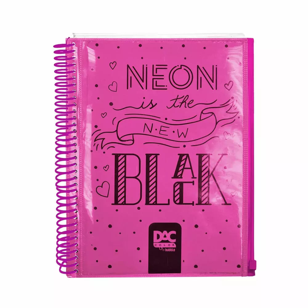 Caderno Universitário Dac Espiral Capa Flexível Plástica Bubble Neon