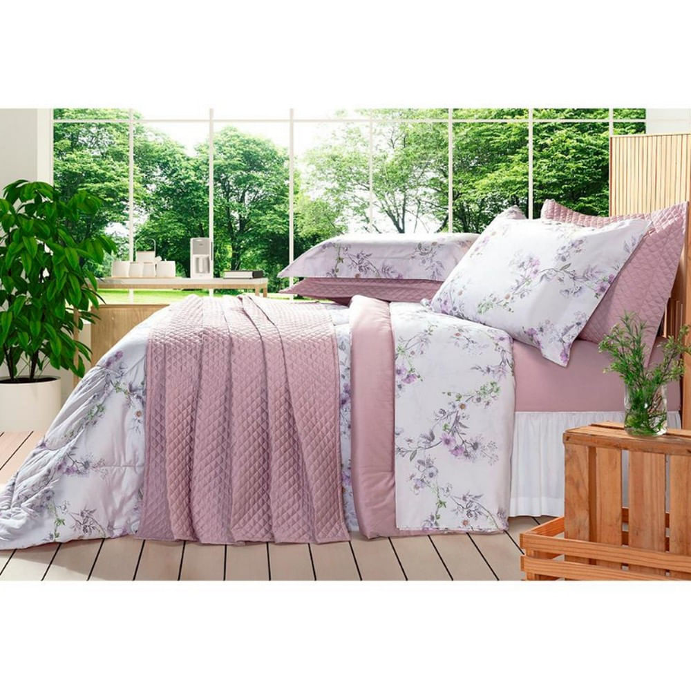 Jogo de Cama Queen Size Plumasul Urbam Garden Floris Cetim 400 fios com ...