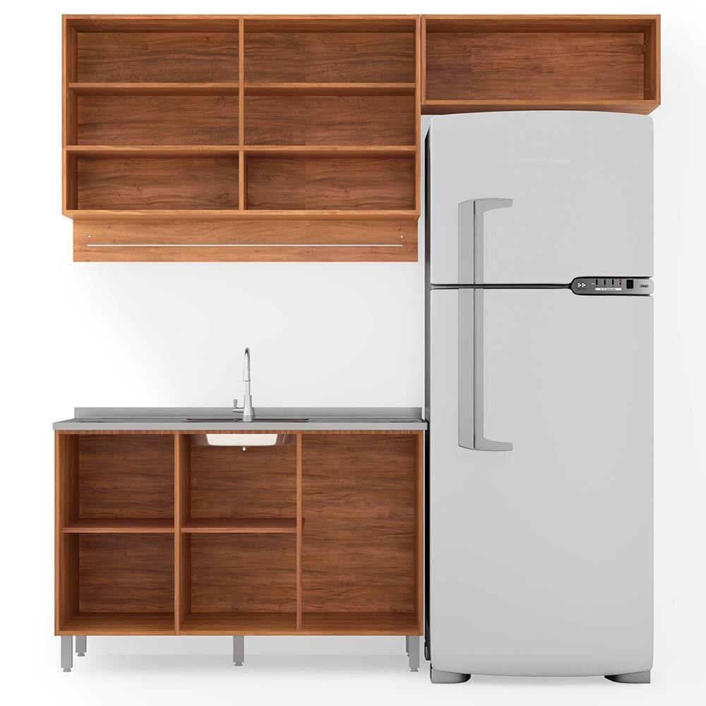 Cozinha Compacta Bartira Topázio com 5 Portas e 6 Prateleiras e Pia ...