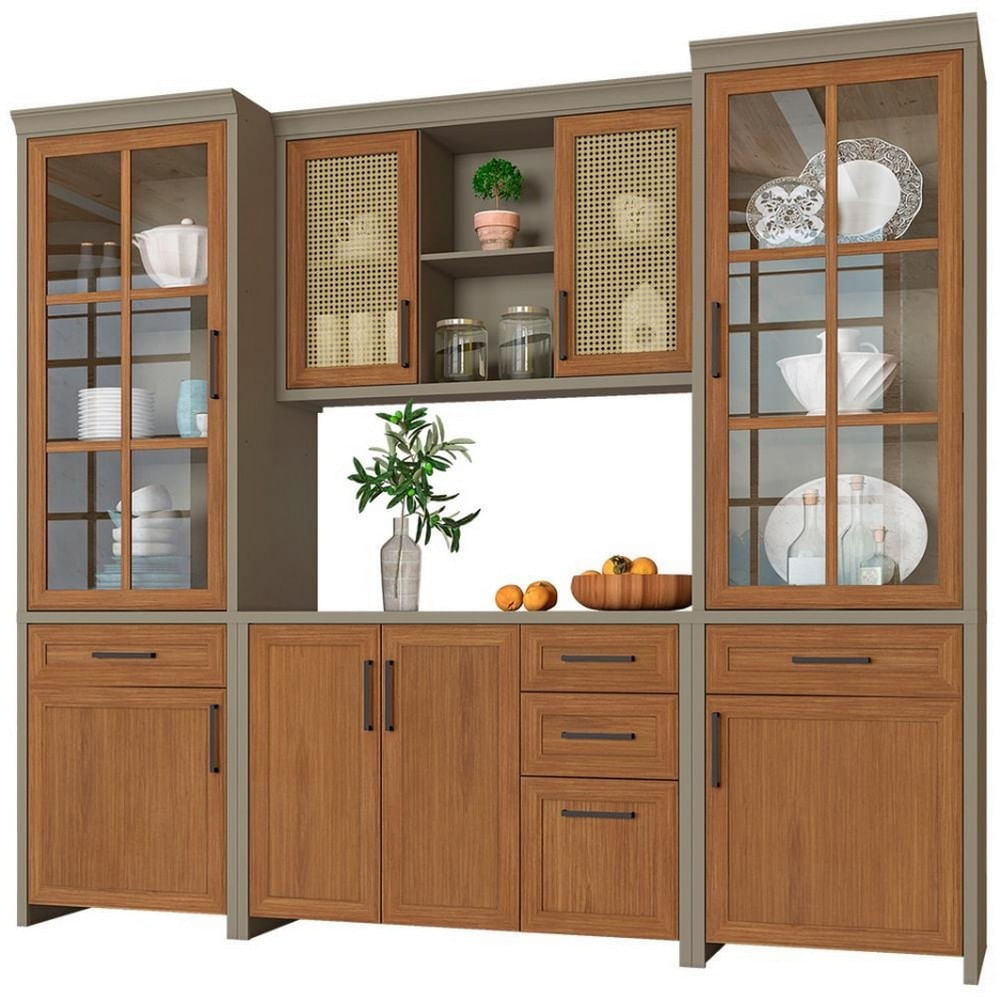 Cozinha Completa Nesher Camponesa 8 Portas 5 Gavetas e 18 Prateleiras ...