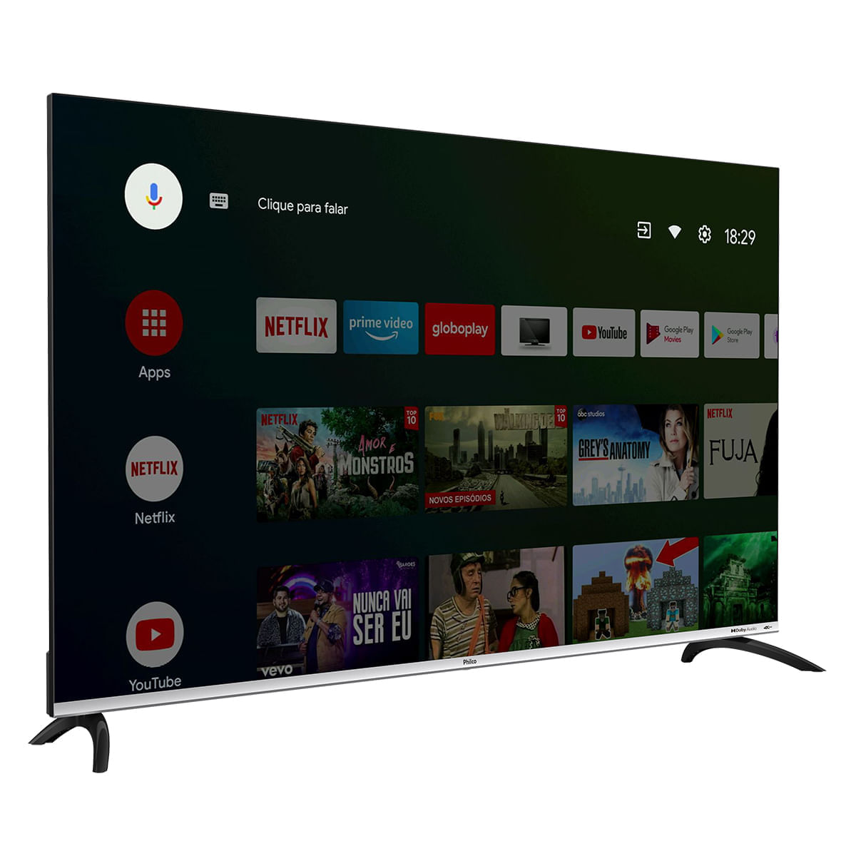 Smart TV 55” Philco PTV55M8GAGCMBL Android TV 4K QLED