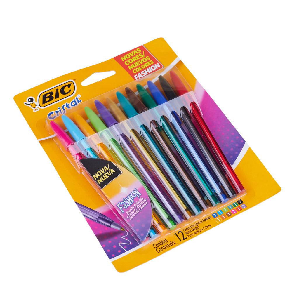 Kit Bic Canetas Cristal Fashion 12 Cores