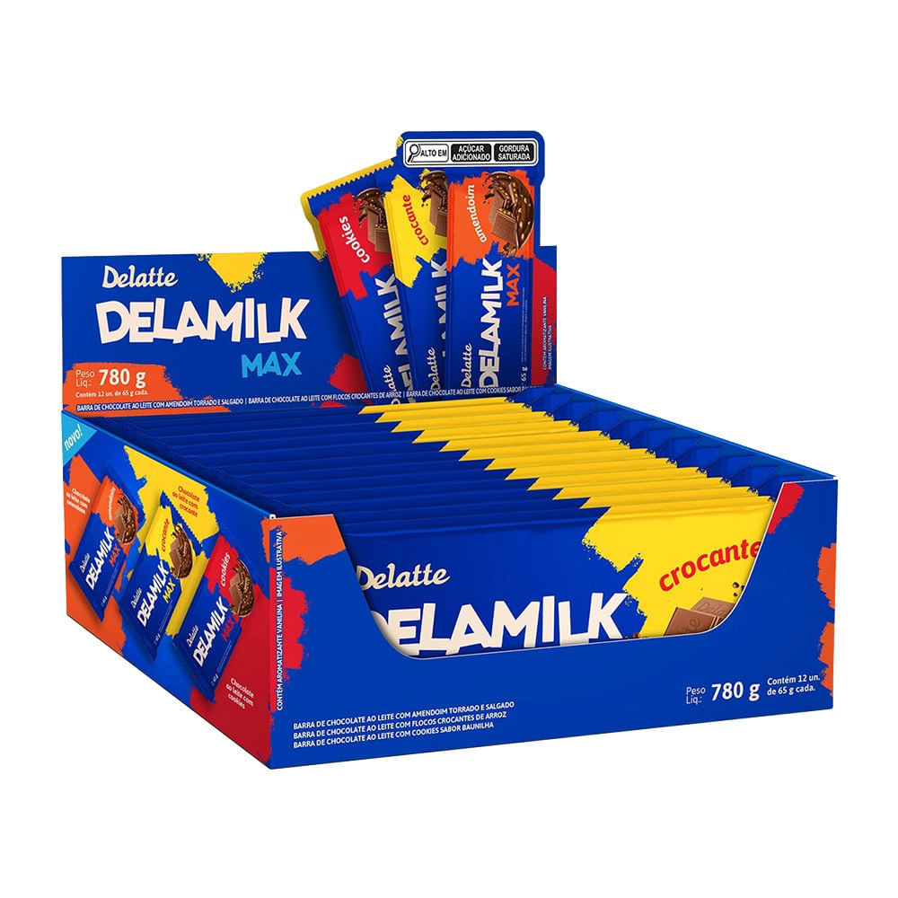 Chocolate Delatte Delamilk Max com Flocos Crocante 65g