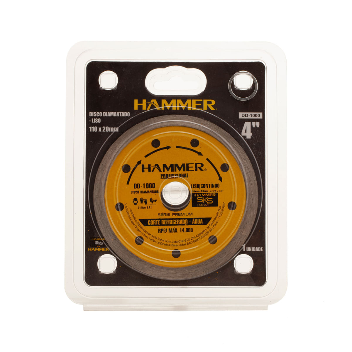 Disco Liso 4" de Corte para concreto Hammer - GYDD1000 - Le biscuit