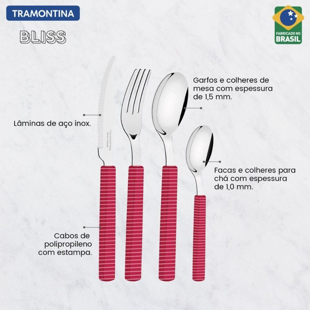 Faqueiro Bliss 16P Inox Cabos Polipropileno Magenta - Le biscuit