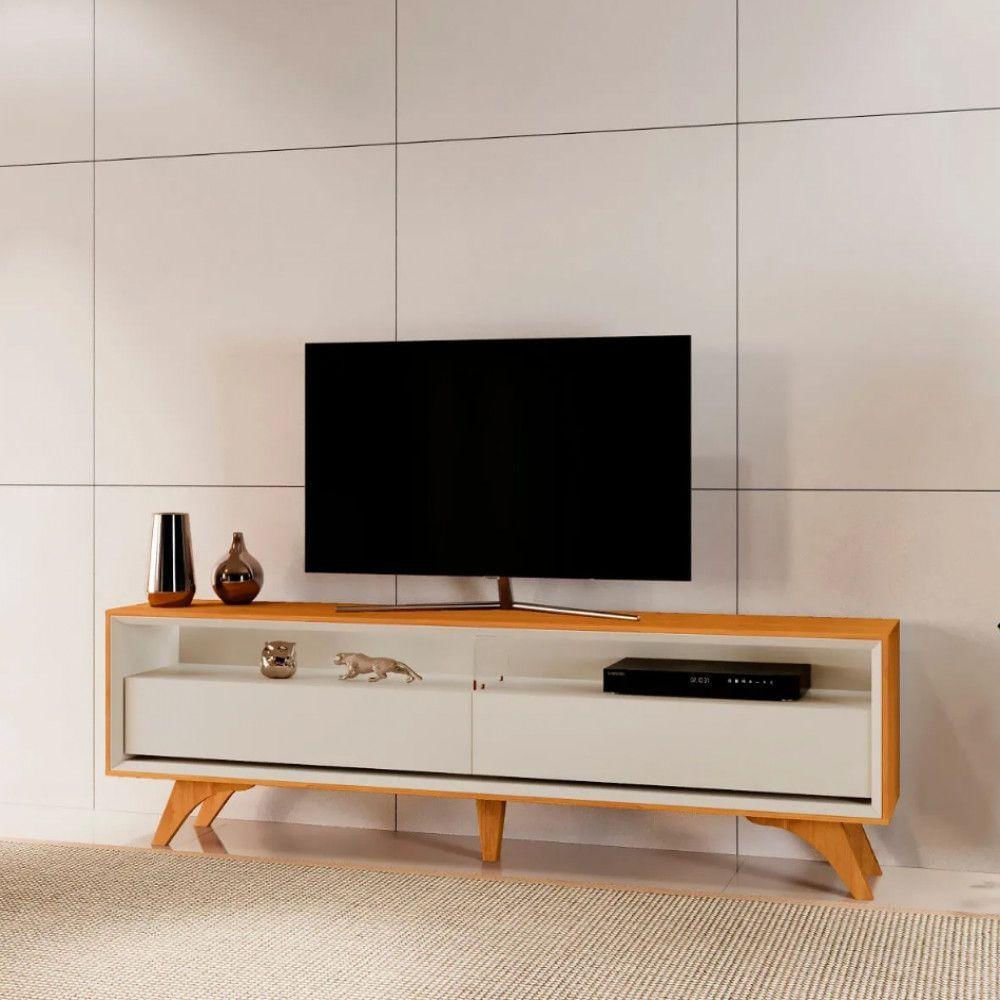 Rack Para Tv 75 Com Led 2 Gaveta Austria Mavaular Off White