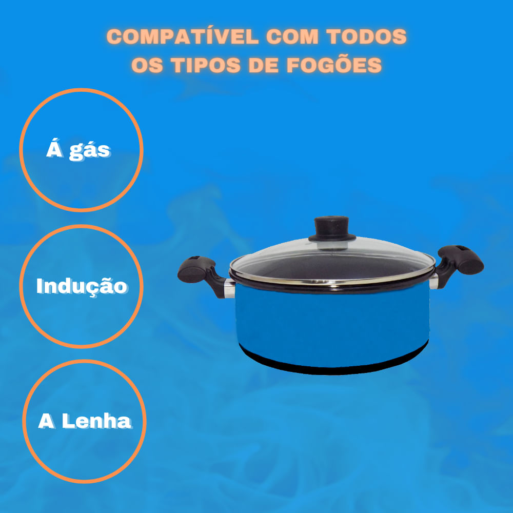 Panela Esmaltada Azul de Agatha com Tampa de Vidro 18 cm - Le biscuit