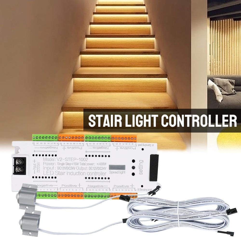 Kit Controlador de Luzes LED para Escadas com Sensor de Movimento 32 Canais