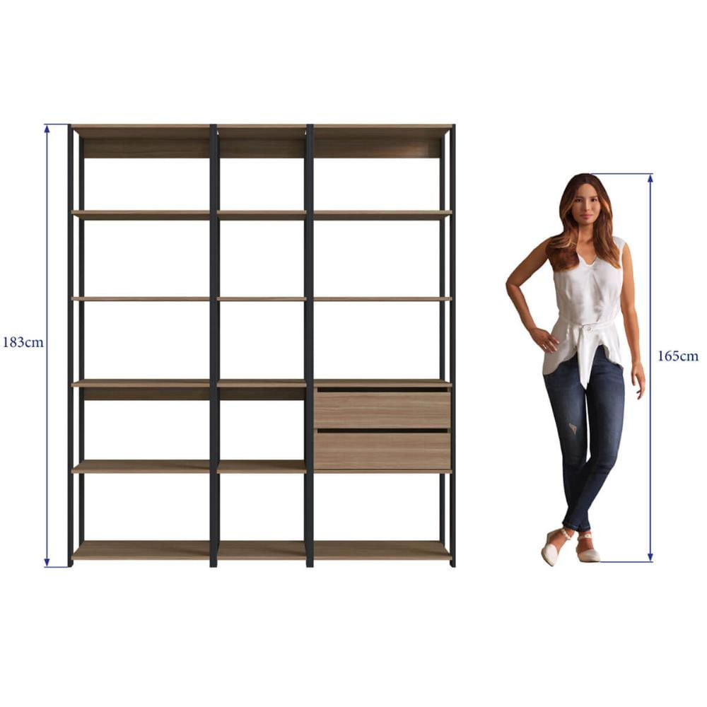 Guarda Roupa Closet 3 Módulos Nicho E Gaveta Preto E Montana Easy ...