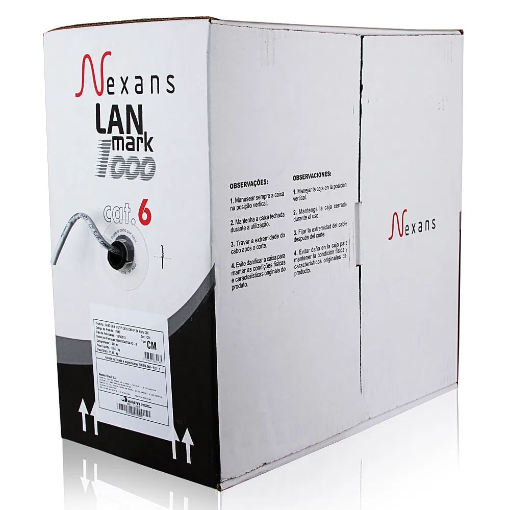 Cabo de Rede Nexans Cat6 Cinza - 60 Metros