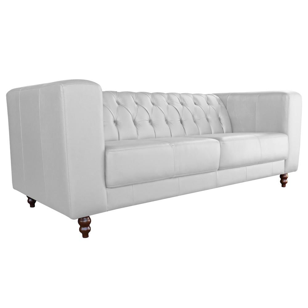 Sofa 3 Lugares Ravena 200cm Couro Branco Gran Belo