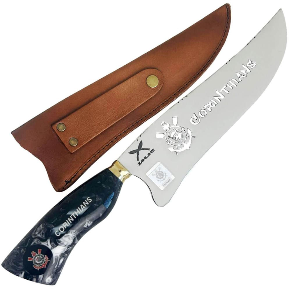 Faca Artesanal Oficial Corinthians 10' Inox Cabo Resina Corte Churrasco ...